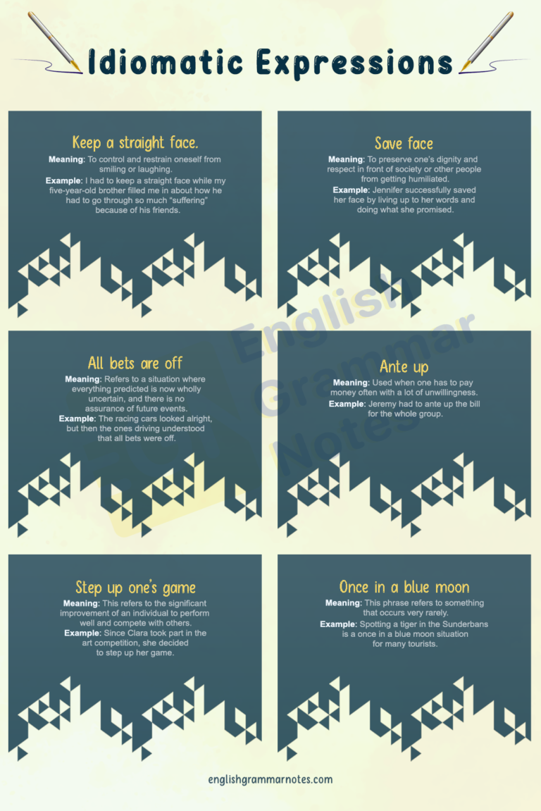 Idiomatic Expressions | List of Idiomatic Expressions With Meaning and ...