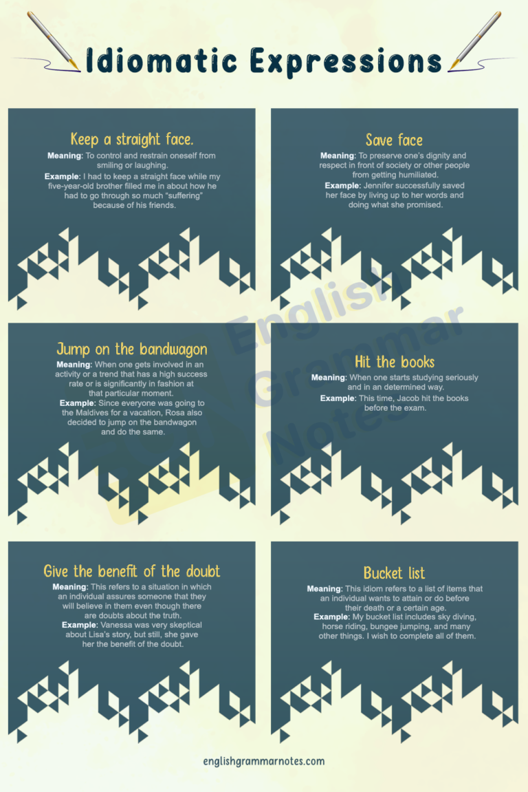 Idiomatic Expressions | List of Idiomatic Expressions With Meaning and ...