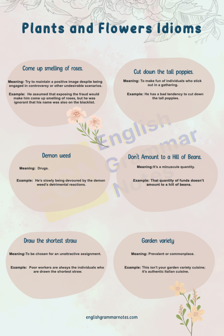 Plants and Flowers Idioms | List of Plants and Flowers Idioms With ...