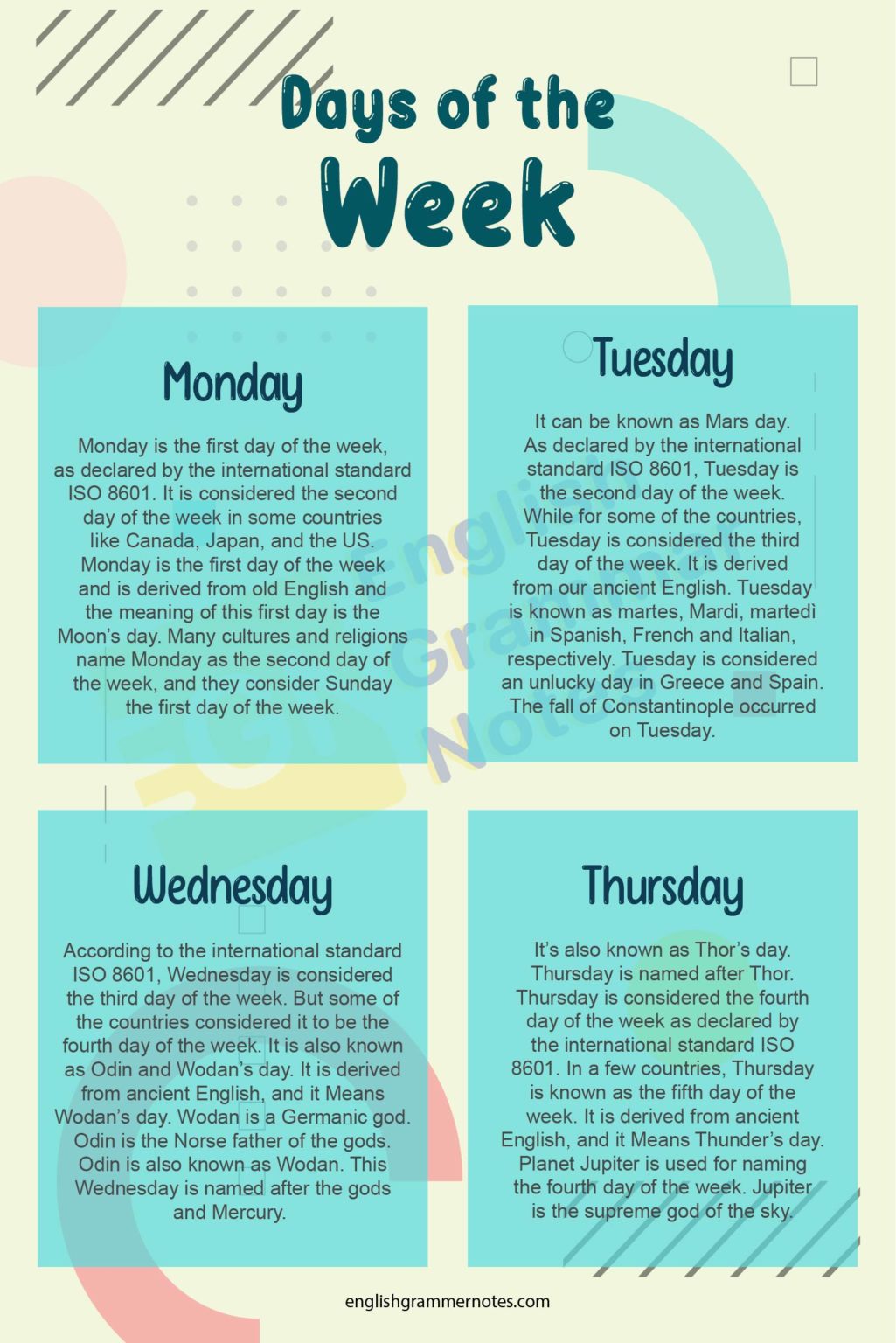 Days of the Week | Seven Days in a Week, Names of Days in a Week ...