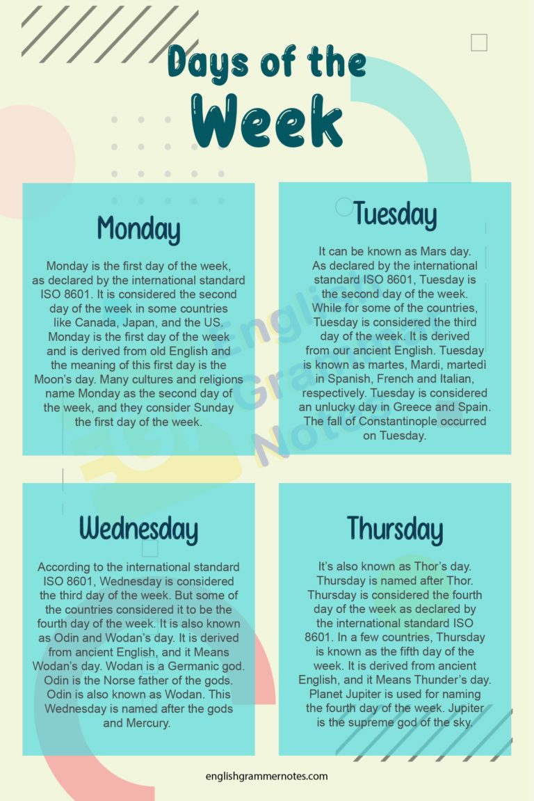 Days of the Week | Seven Days in a Week, Names of Days in a Week ...