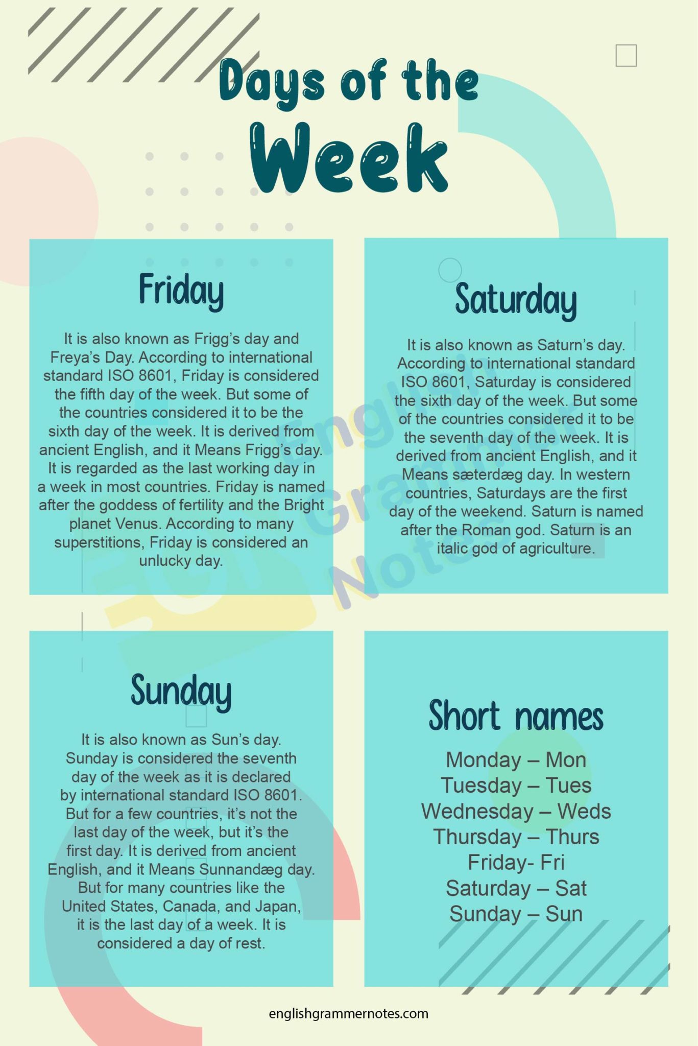Days of the Week | Seven Days in a Week, Names of Days in a Week ...