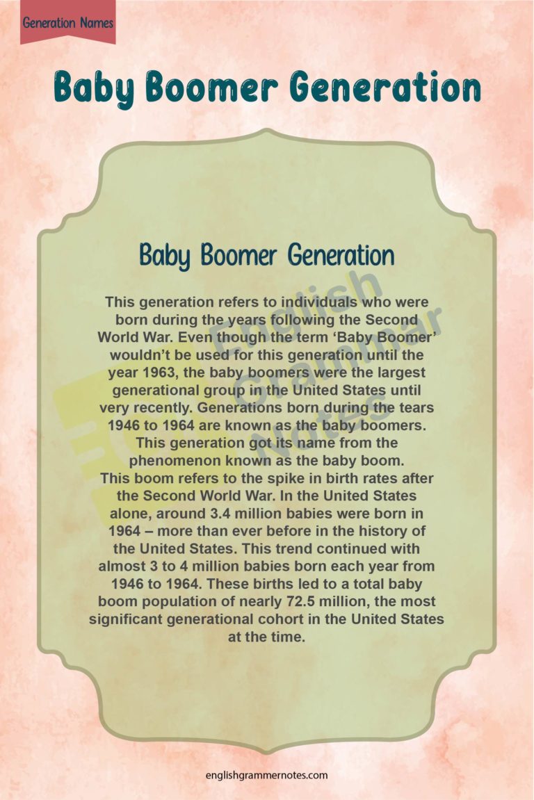 Generation Names | List of Generation Names With Description – English ...