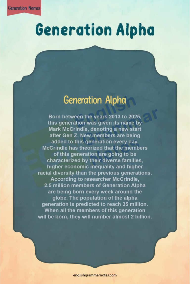 Generation Names | List of Generation Names With Description – English ...
