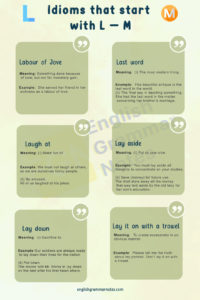 Idioms that start with L – M | Important Phrases that starting with ...