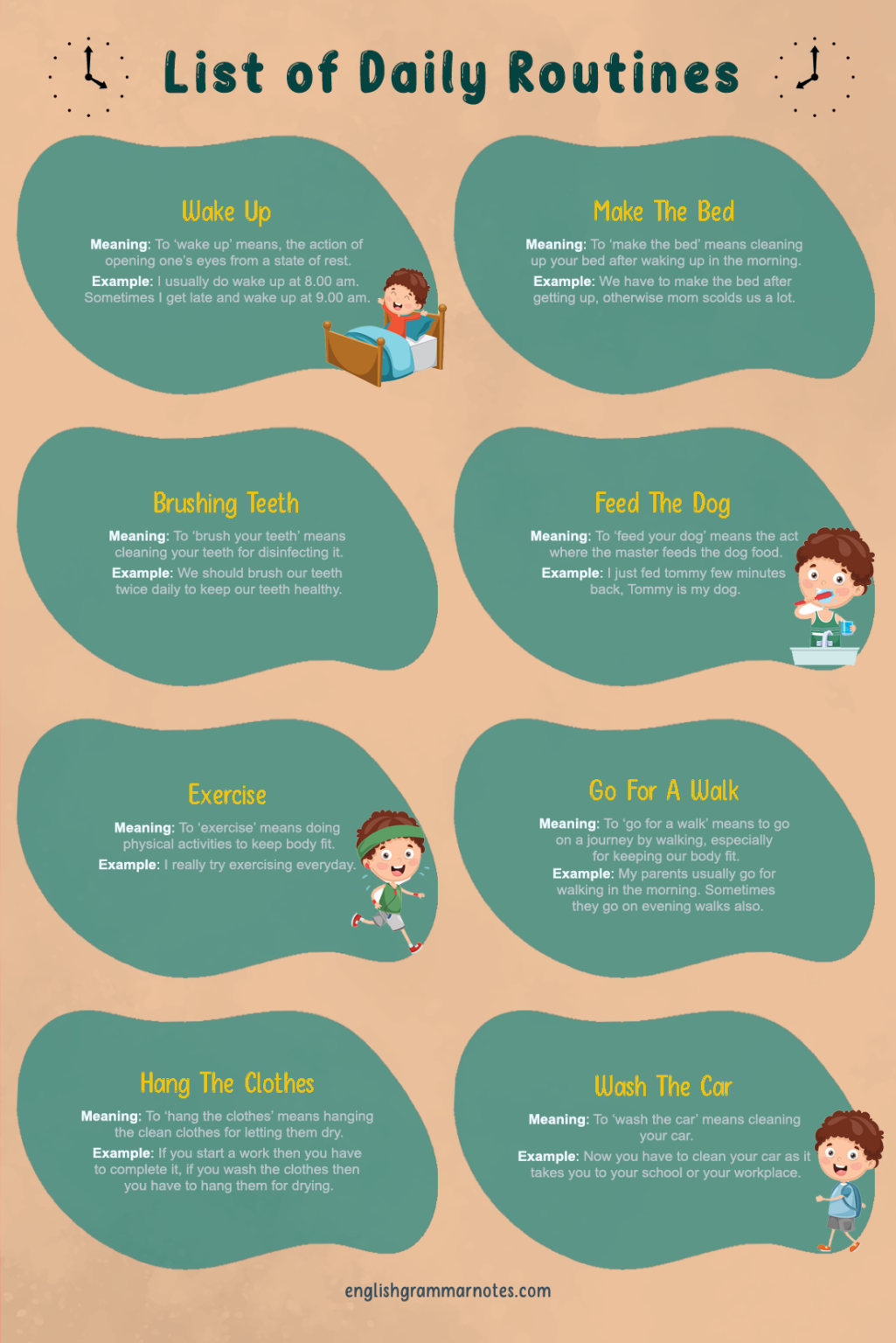 Daily Routines | List of Daily Routines With Meaning and Examples ...