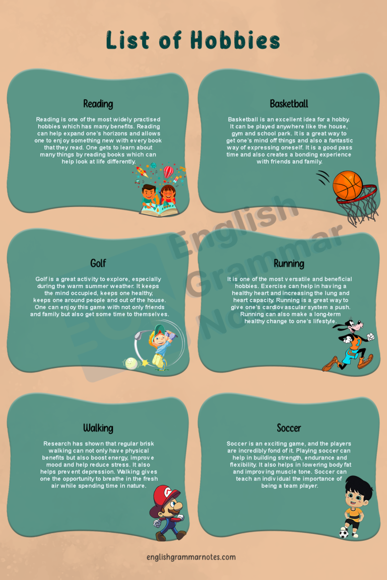 Hobbies | List of Hobbies With Description and Images – English Grammar ...