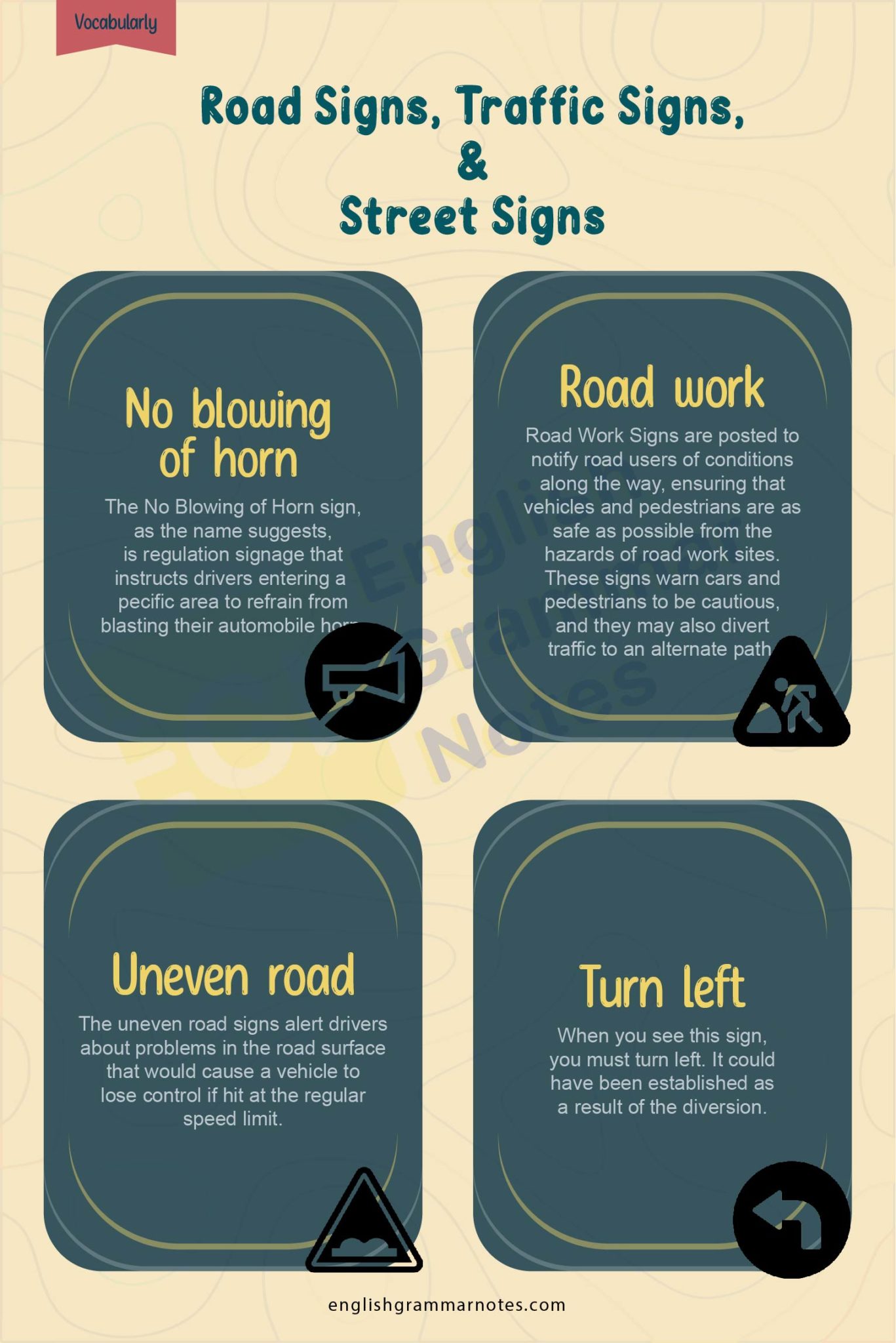 Vocabulary Road Signs | List of Road Signs, Traffic Signs, and Street ...