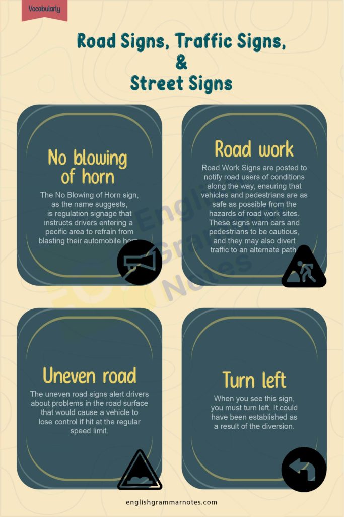 Vocabulary Road Signs | List of Road Signs, Traffic Signs, and Street ...
