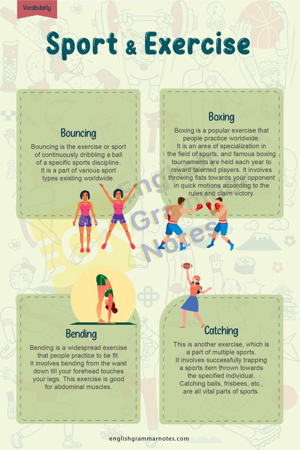 Sport and Exercise Actions Vocabulary | List of Sport and Exercise ...