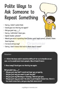 Ask Someone To Repeat Something | Polite Ways to Ask Someone to Repeat ...