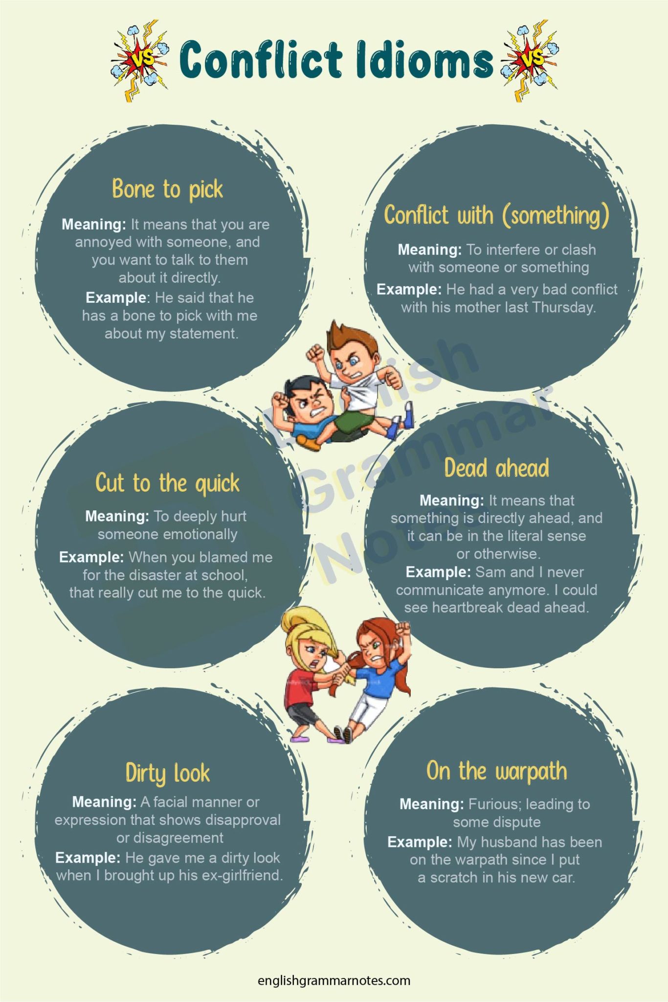 Conflict Idioms | List of Conflict Idioms With Meaning and Examples ...