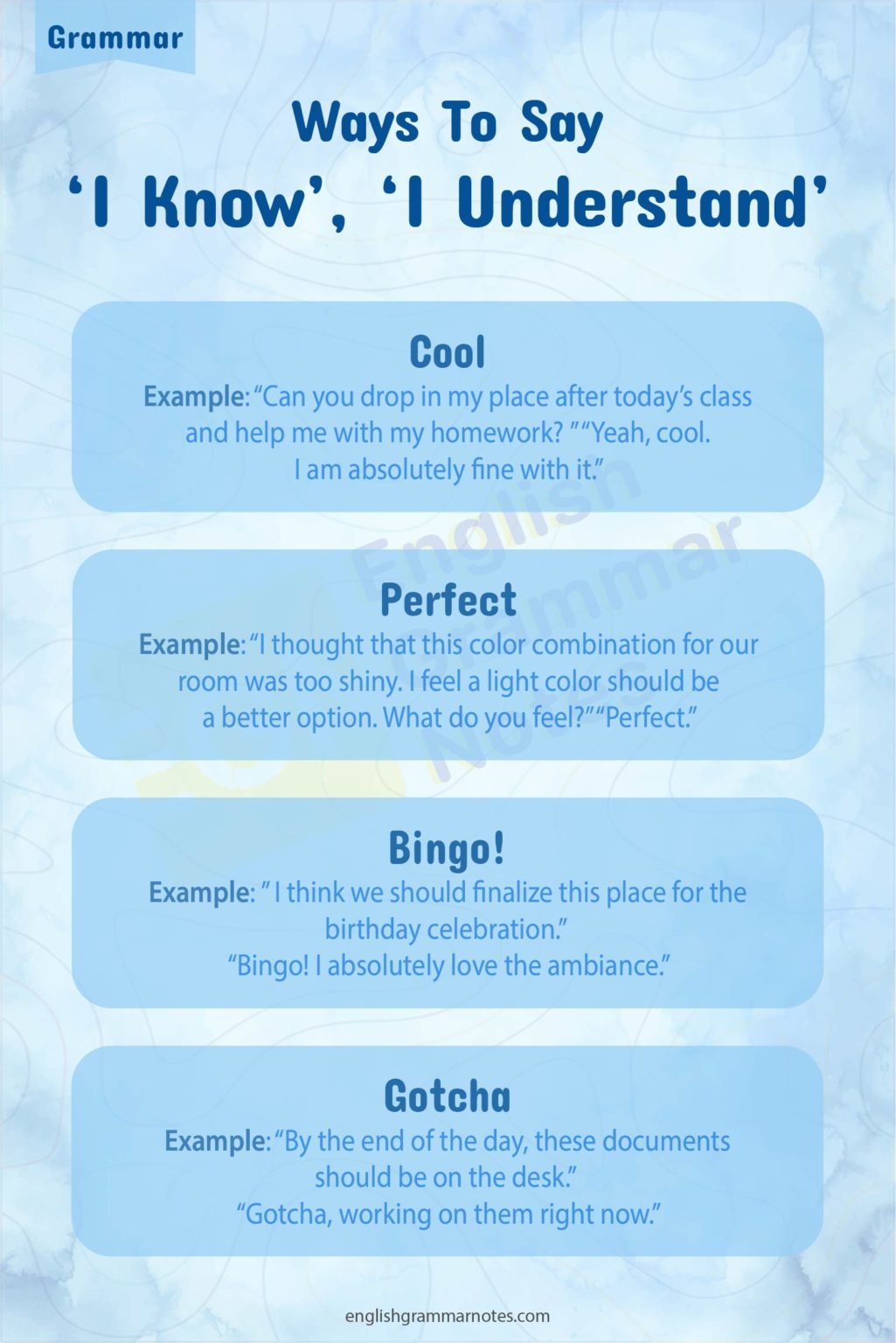 Other Ways To Say ‘I Know’, ‘I Understand’ in English | Phrases ...