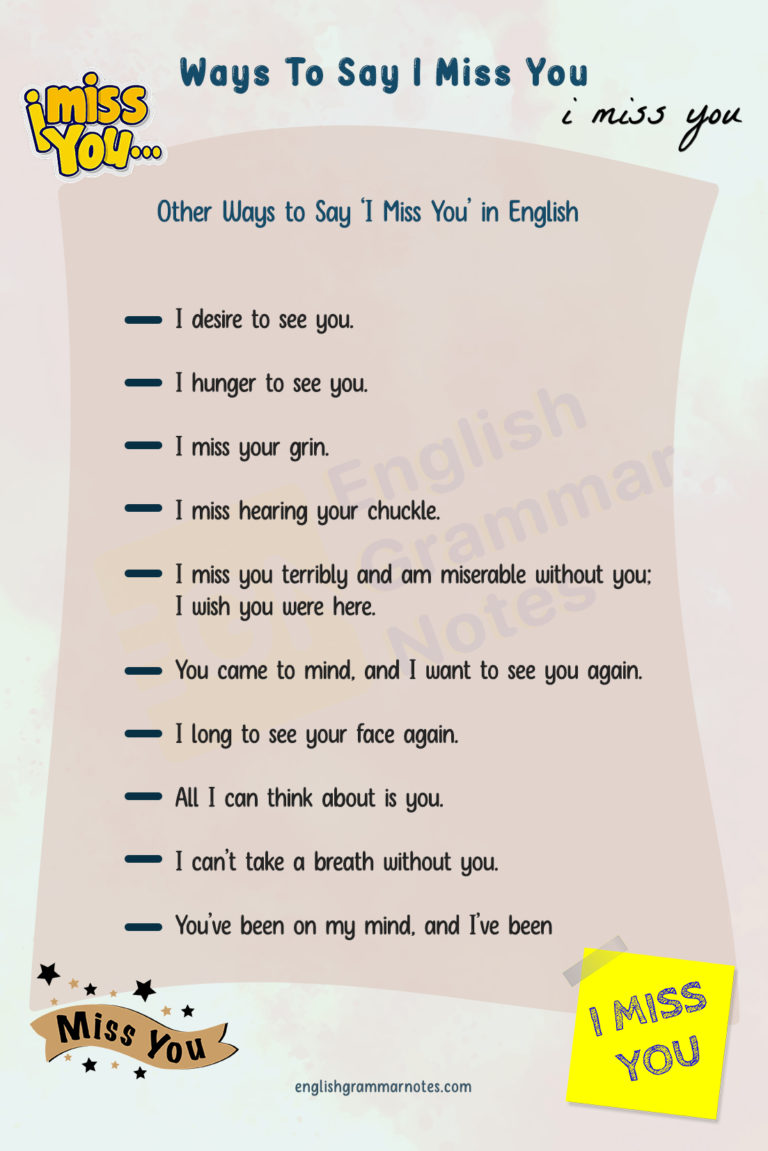 Ways To Say I Miss You | 251+ Other Ways to Say I MISS YOU in English ...