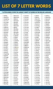 Seven Letter Words – List of Common 7 Letter Words – English Grammar Notes